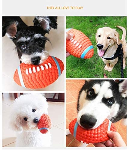 LifeCom Latex Dog Chew-Fetch Ball/Squeaky Dog Rugby/Football for Pet Toy/Floating Ball for Interactive Fetch & Play (Large)