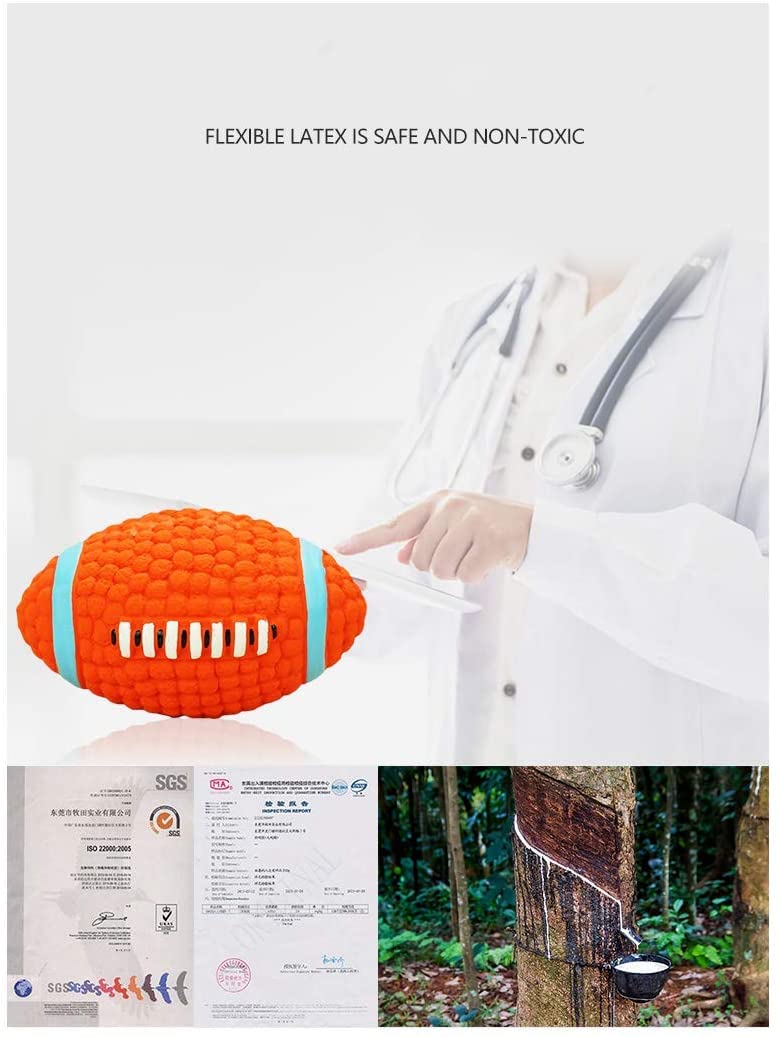 LifeCom Latex Dog Chew-Fetch Ball/Squeaky Dog Rugby/Football for Pet Toy/Floating Ball for Interactive Fetch & Play (Large)