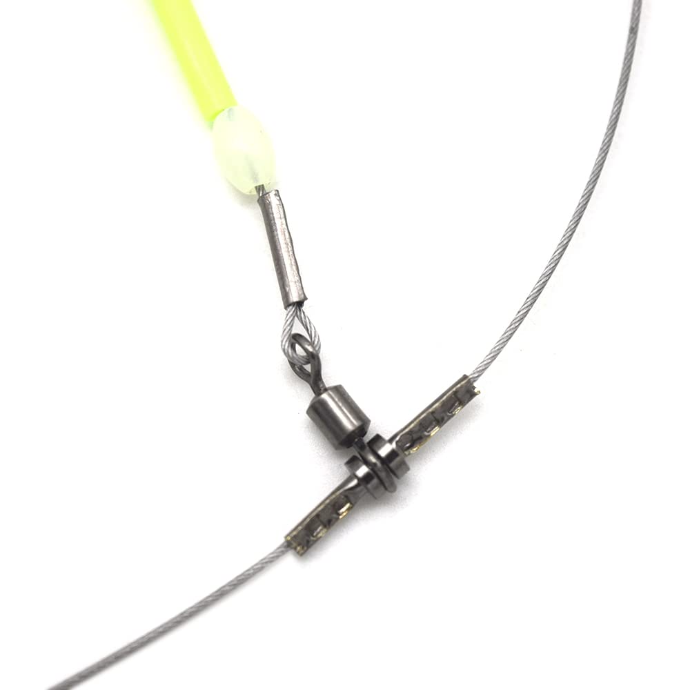 High-Strength 49 Strands Steel Surf Fishing Rigs with 2 Hooks,Saltwater Fishing Assecories Nylon-Coating Steel Wire with Hooks Swivels Snap Connect 2 Arm Rig (Hook Size 14#)