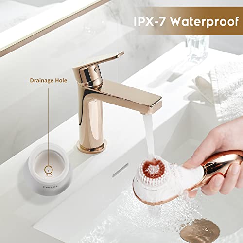 Facial Cleansing Brush, Electric Face Brush Scrubber Rechargeable Facial Exfoliator IPX-7 Waterproof Spin Cleanser Rotating Spa Machine for Exfoliating, Massaging and Deep Cleansing with 4 Brush Heads