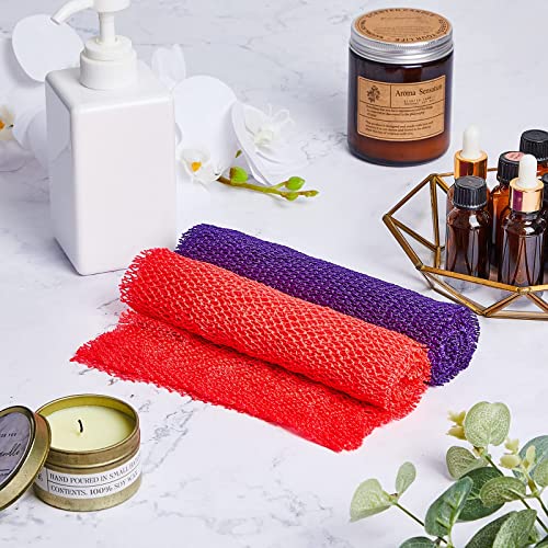 2 Pieces African Net Sponge Exfoliating Net African Body Scrubber Bath Rag Washcloth Towel Shower Body Back Scrubber Skin Smoother for Daily Use or Stocking Stuffer (Purple, Rose Pink)