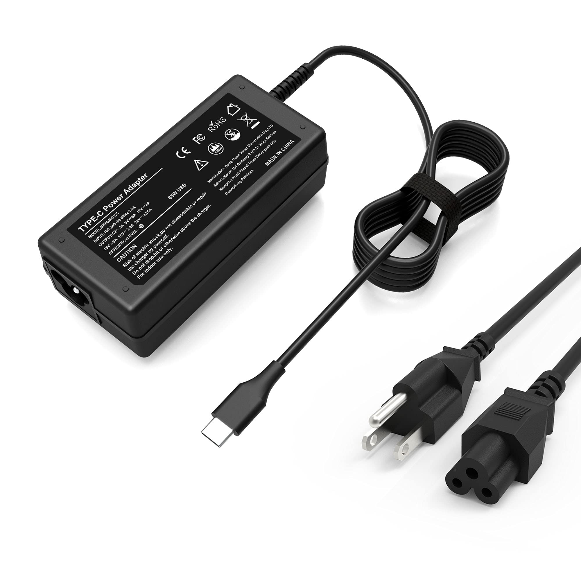 45W 65W USB Type C Charger Compatible with Dell Chromebook Latitude 3500 3100 3400 3300 5300 5400 5500 7200 7300 7400 5190 2-in-1 LA45NM150 LA45NM121 XPS 13 9350 9360 9380 9370 7280 9365 Power Cord