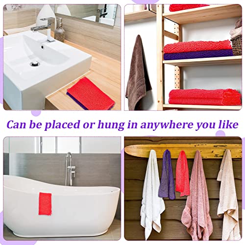 2 Pieces African Net Sponge Exfoliating Net African Body Scrubber Bath Rag Washcloth Towel Shower Body Back Scrubber Skin Smoother for Daily Use or Stocking Stuffer (Purple, Rose Pink)