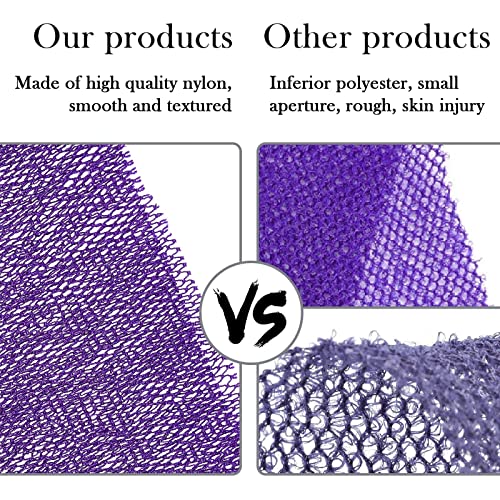 2 Pieces African Net Sponge Exfoliating Net African Body Scrubber Bath Rag Washcloth Towel Shower Body Back Scrubber Skin Smoother for Daily Use or Stocking Stuffer (Purple, Rose Pink)
