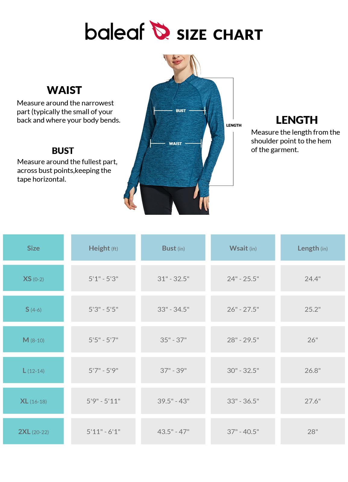 BALEAF Women's Quick Dry Shirts Long Sleeve for Running Hiking Workout UPF50+ SPF Lightweight Pullover Blue Size M