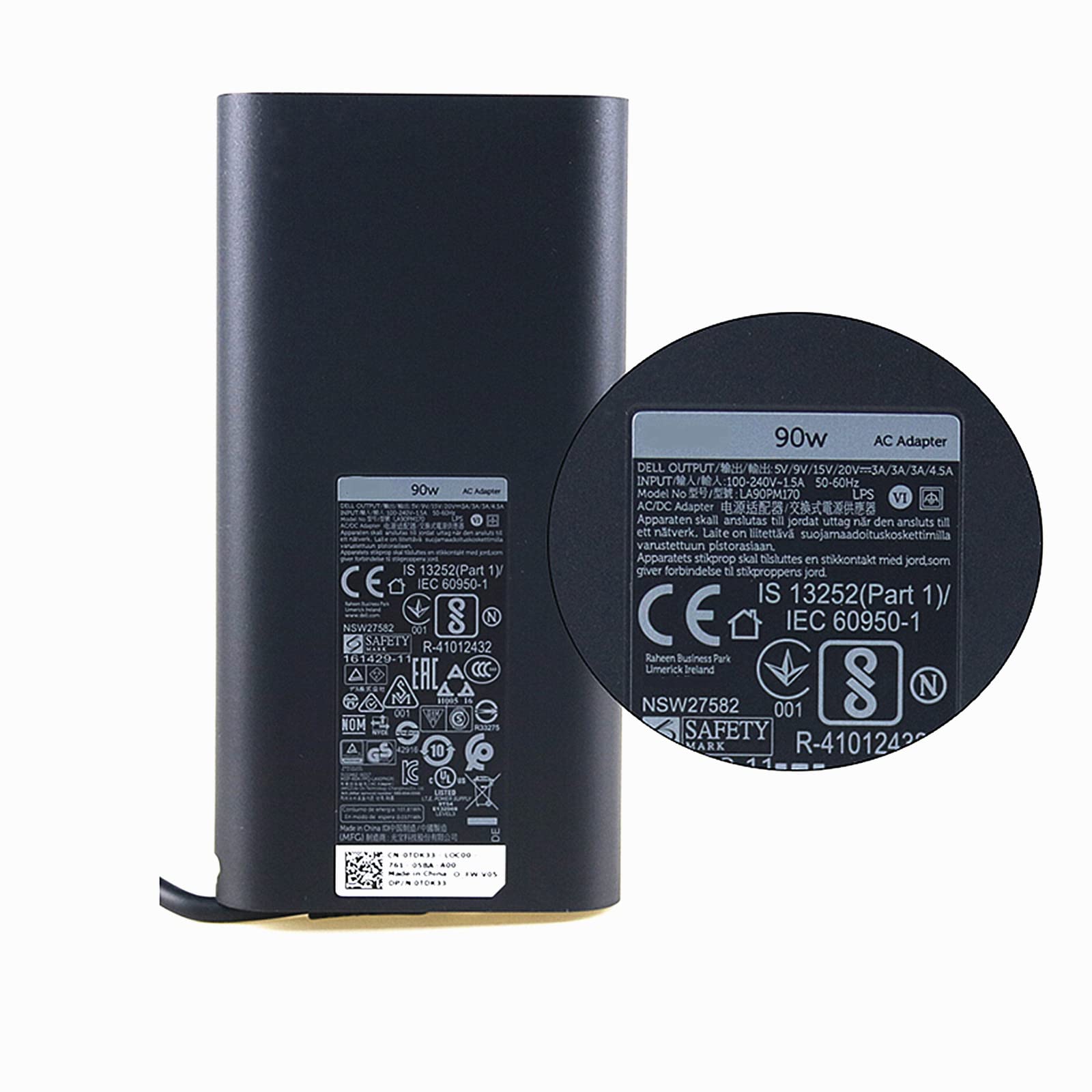 90W USB Type C Charger for Dell Latitude: Laptop Power Adapter for Latitude - 5480 7490 7480 7390 Latitude 13 7370 12 7275 11 5179 11 5175 XPS 12 9250 20V 4.5A, AD065G2Uz