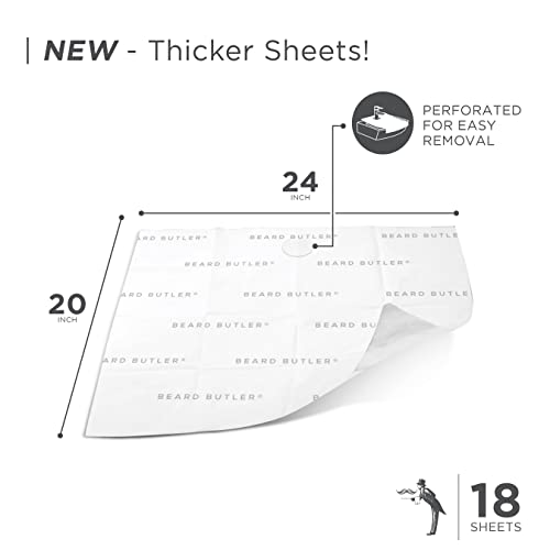 Beard Butler Disposable Beard Hair Catcher (18 Sheets) β Beard Bib - Beard Apron Alternative β Mens Beard Care β 100% Biodegradable Tissue β Buzz, Catch Toss