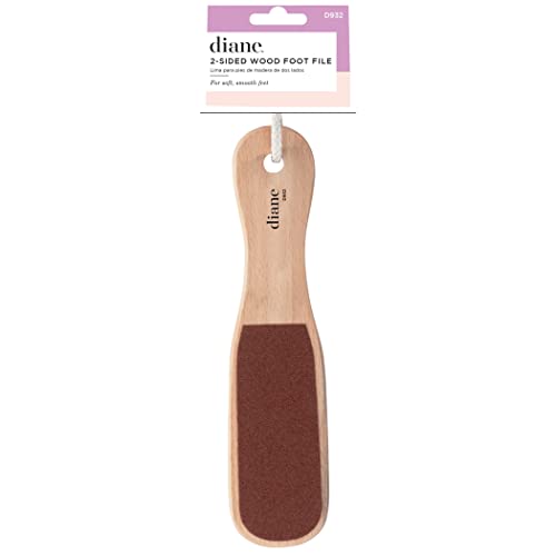 Diane 2-Sided Foot File – Smoother Feet and Callus Remover for Men and Women –Wood Handle – 10” x 2 3/8” – D932