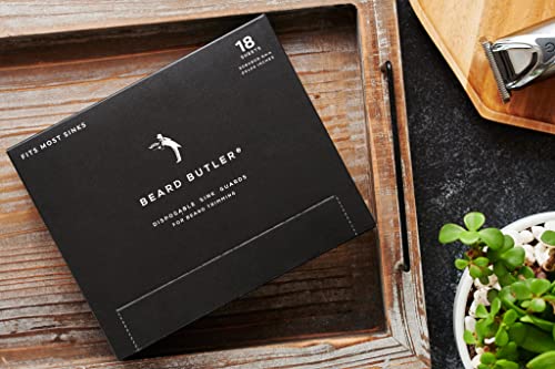 Beard Butler Disposable Beard Hair Catcher (18 Sheets) β Beard Bib - Beard Apron Alternative β Mens Beard Care β 100% Biodegradable Tissue β Buzz, Catch Toss