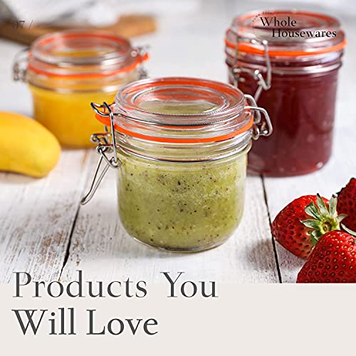WHOLE HOUSEWARES 24 oz Clear Canister Set with Beech Wood Lids | 2 pcs Food Storage Canister for Kitchen & Pantry Organization and Storage | Ideal for Grains, Sugar, Spices & Herbs