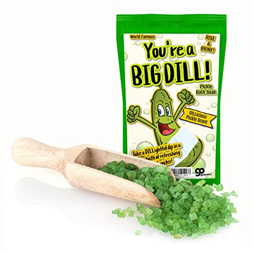 Big Dill Pickle Bath Soak - Fresh Dill Pickle Scent Bath Salts for Kids - Weird Spa Gift for Pickle Lovers, Funny Christmas Stocking Stuffers, Unisex Grab Bags, Easter Gift Baskets