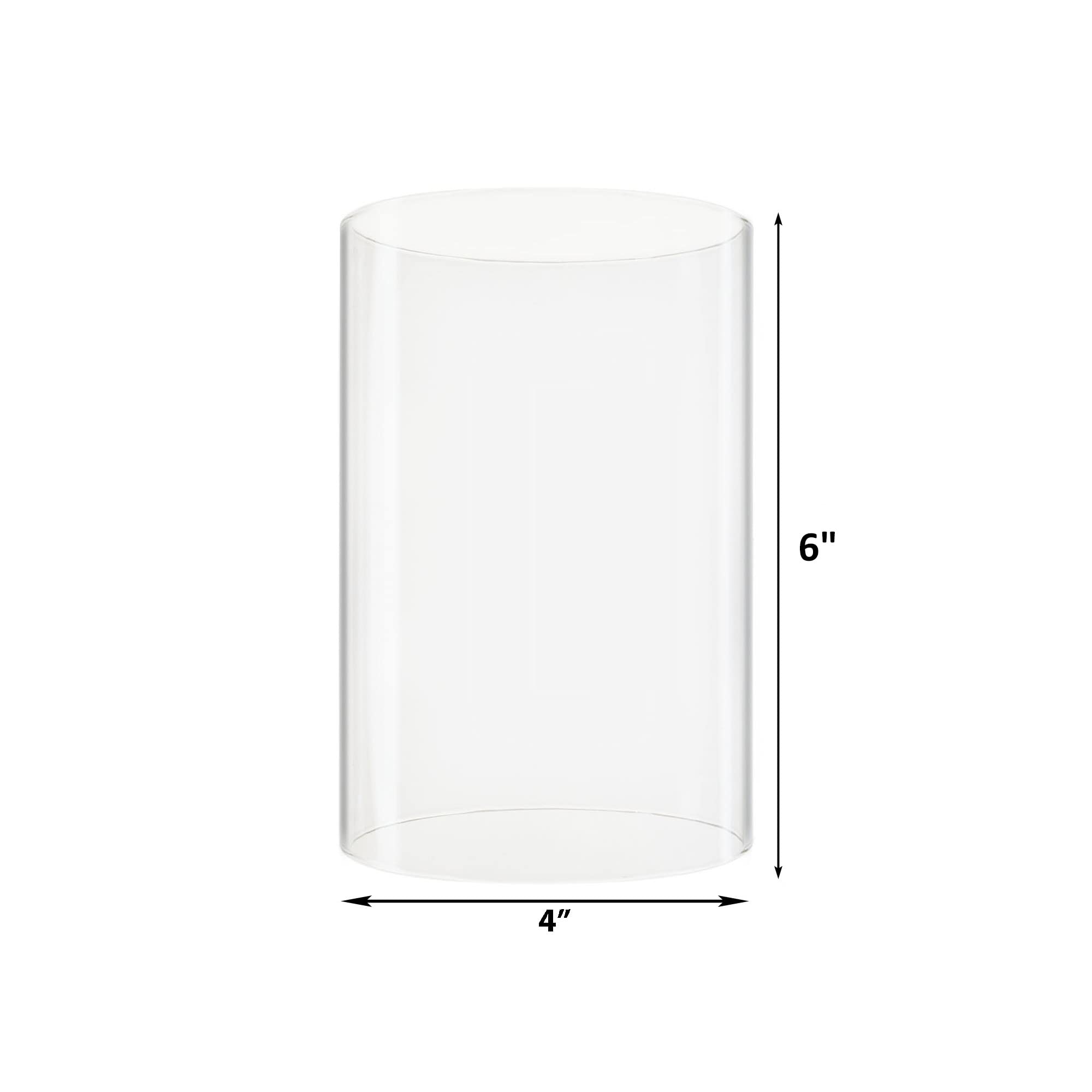 CYS EXCEL D-4" H-6" Glass Open Ended Hurricane Candleholder Bottomless Cylinder Sleeve Clear Chimney Shade Tube Cover, 1 Piece