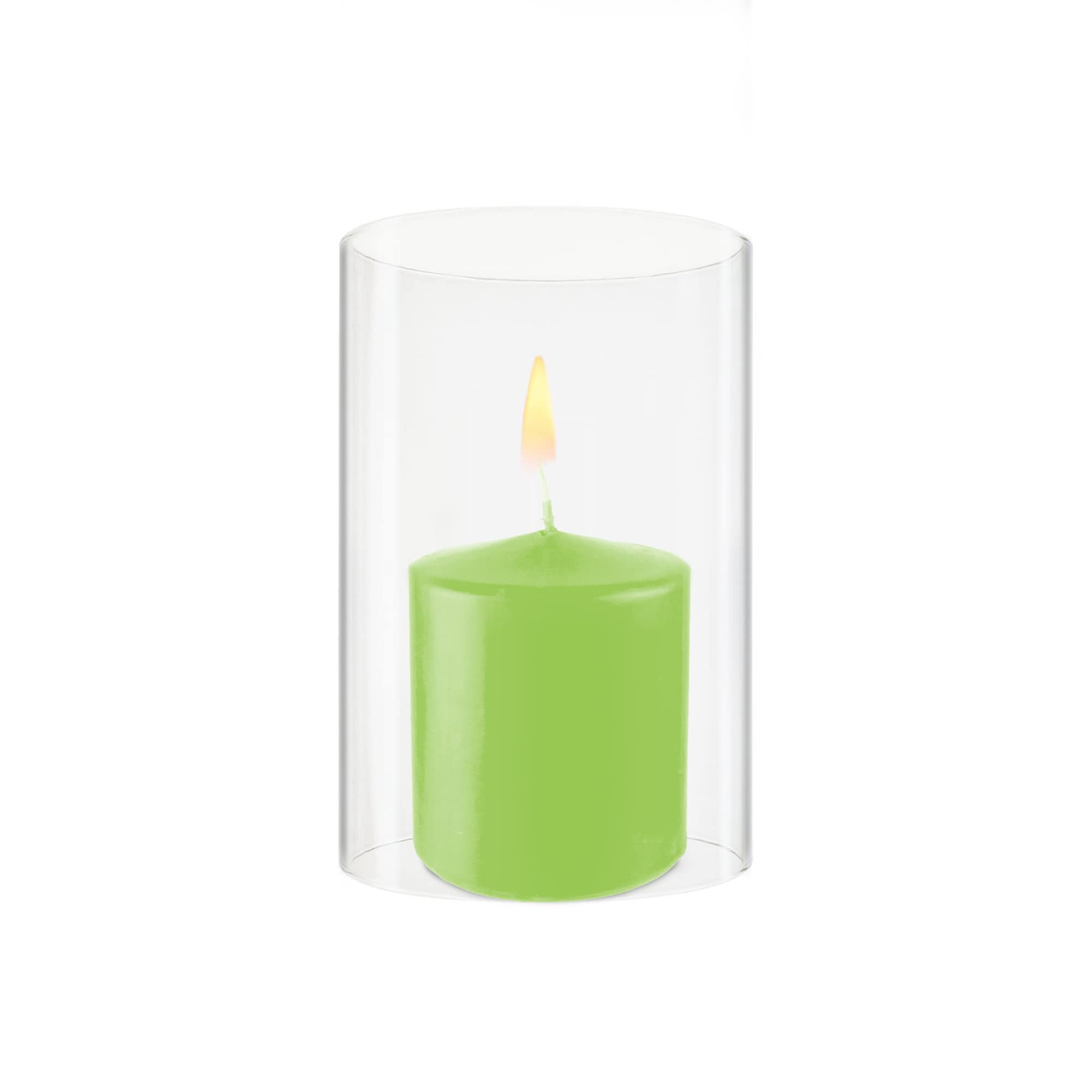 CYS EXCEL D-4" H-6" Glass Open Ended Hurricane Candleholder Bottomless Cylinder Sleeve Clear Chimney Shade Tube Cover, 1 Piece