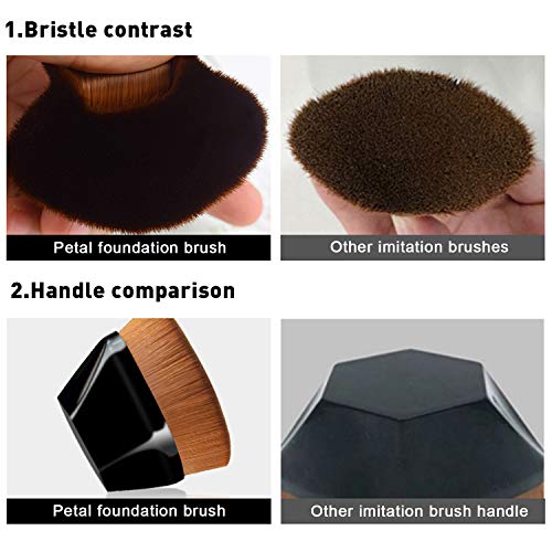 Foundation Makeup Brush 2 Pack Flat Top Kabuki Face Foundation Brush Multi-functional for Liquid, Cream or Flawless Powder Cosmetics Face Boby Brush with Portable Case(Black and Pink)