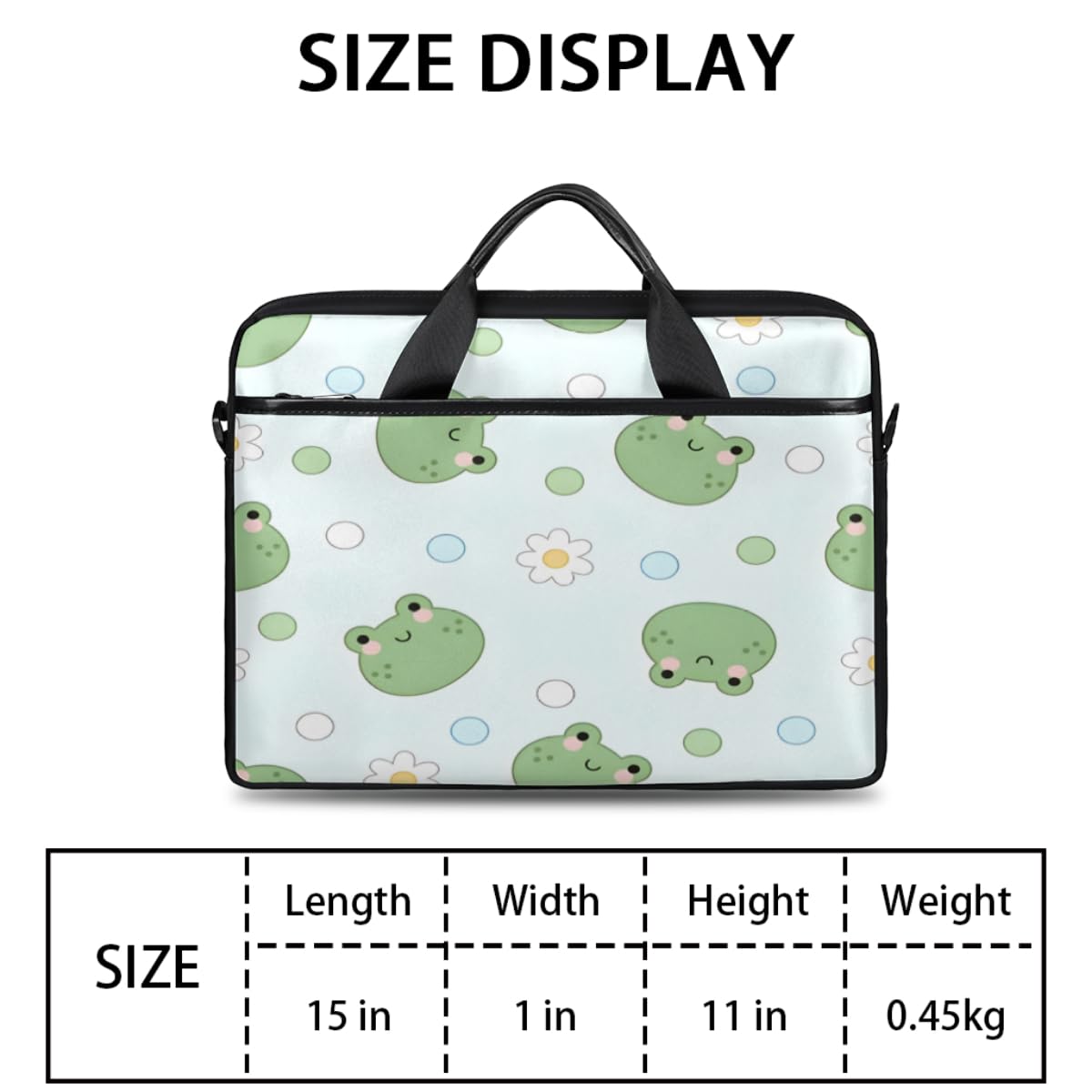 Laptop Bag for Women Men Waterproof Laptop Shoulder Bag 14-15.6 Inch Computer Messenger Bag Carrying Case (Cartoon Frogs)