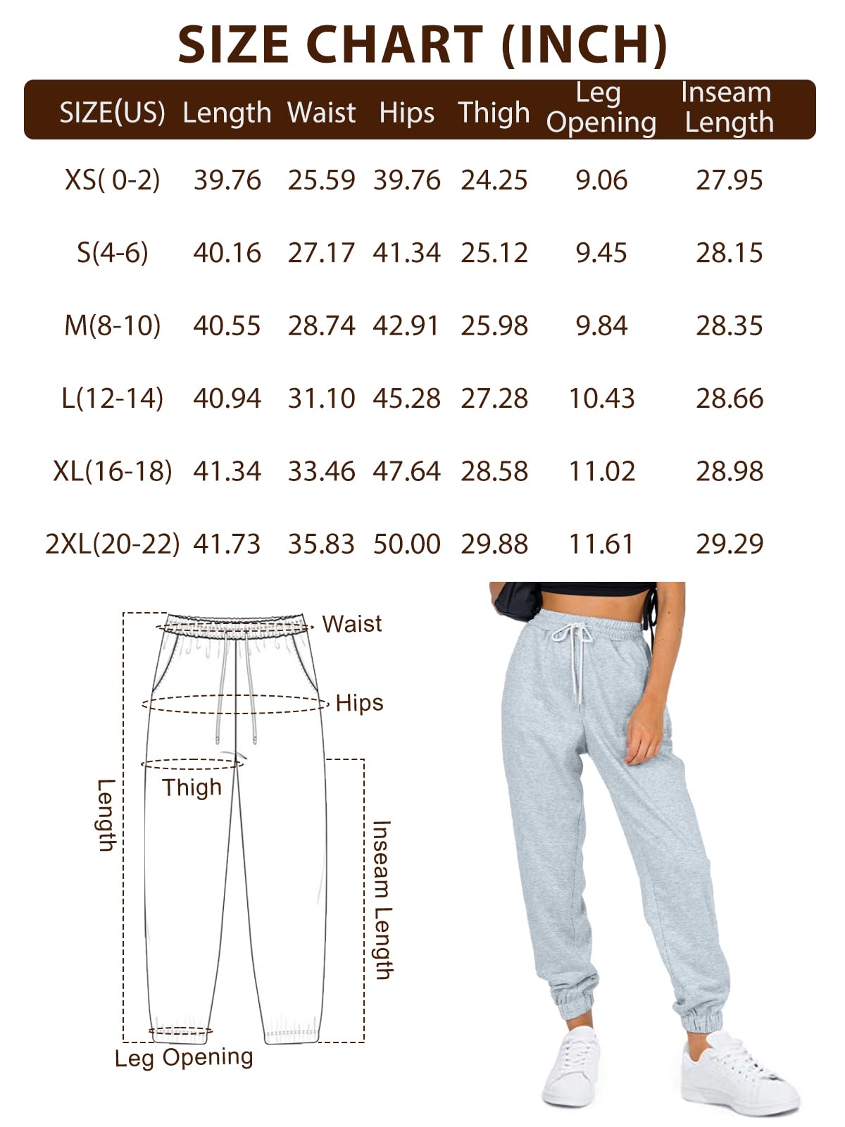 AUTOMET Women's Cinch Bottom Sweatpants Athletic Joggers Lounge Pants with Pockets Grey XL