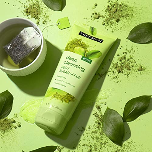 Freeman Sugar Body Scrub Set, Strawberry Milk, Green Tea, and Coffee Body Scrubs, Hydrating, Exfoliating, & Deep-Cleansing Skincare, Removes, Dirt, Oil, & Impurities, Self-Tan Prep, 3 Count