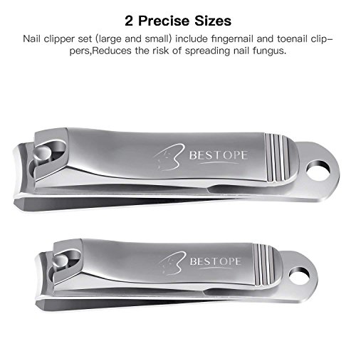 BESTOPE PRO Nail Clipper Set Professional Fingernail Clipper Toenail Clipper Slant Edge Nail Cutter with Metal Case Stainless Steel Sharp Nail Trimmer Set for Men and Women Black 3 Piece Assortment