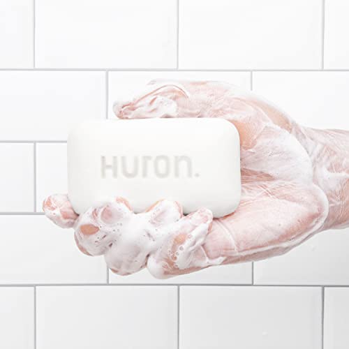 Huron Bar Soap for Men - Hydrating Body Soap - Vitamin-Rich Soap With Shea Butter & Coconut Oil - Keeps Skin Clean, Smooth, & Moisturized - Sandalwood + Black Pepper, 1 Bar