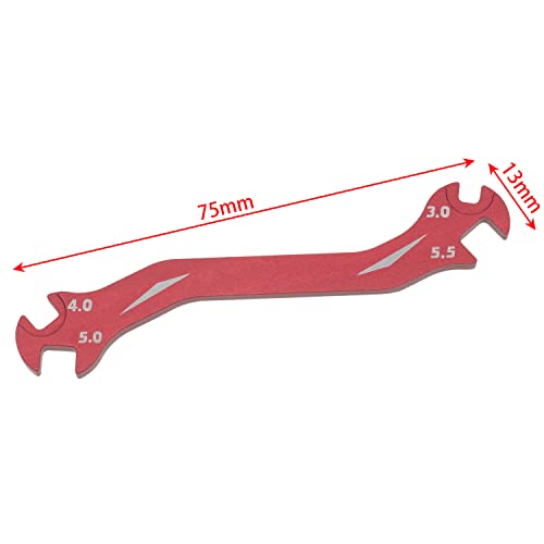 DKKY DKKY Racing RC Car Aluminum Screw Wrench Repair Tool 3/4/5.5mm for RC Model Car Upgrade Parts Accessories (Red)