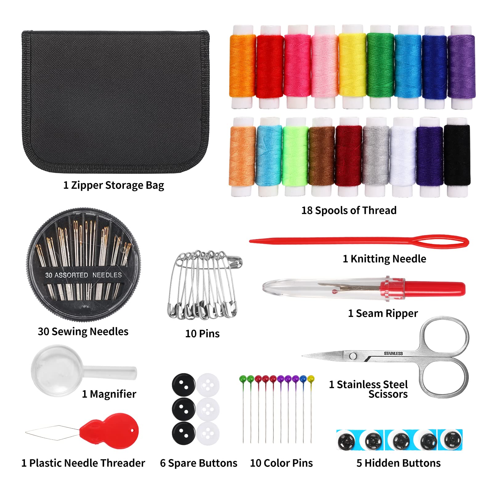Sewing Kit for Adults and Kids,Marcoon Needle and Thread Kit with Sewing Supplies and Accessories Contains Scissors, Measure Tape,Seam Ripper,Suitable for Home, Travel, Beginner, Emergency