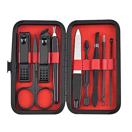 24&9 PCS Premium Nail Clipper Set,QIYAGE Nail Clippers(Black), Nail Care Tools with Luxurious Portable Travel Case,Professional Grooming Gift Kit, Pedicure Kit, Stainless Steel Facial, Cuticle