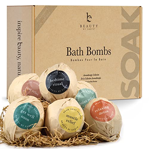 Bath Bomb Gift Set - USA Made with Organic & Natural Relaxing Ingredients with Aromatherapy Salt & Oils, Bath Bombs for Women, Men & Kids