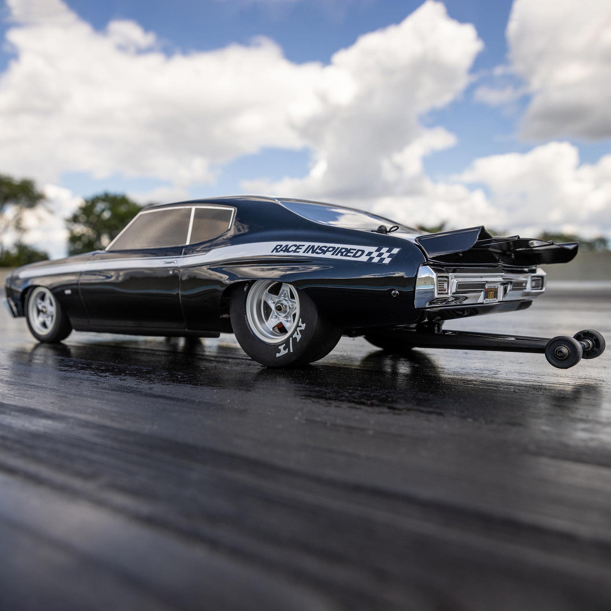 Losi RC Car 1/16 1970 Chevelle 2 Wheel Drive Mini No Prep Drag Car RTR Includes Everything Needed no Other purchases Required Black LOS01023T2
