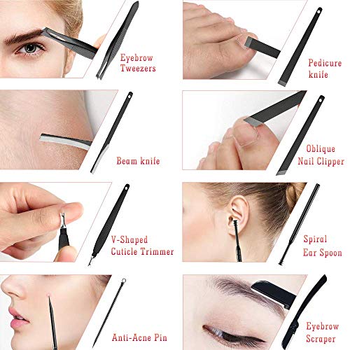 24&9 PCS Premium Nail Clipper Set,QIYAGE Nail Clippers(Black), Nail Care Tools with Luxurious Portable Travel Case,Professional Grooming Gift Kit, Pedicure Kit, Stainless Steel Facial, Cuticle