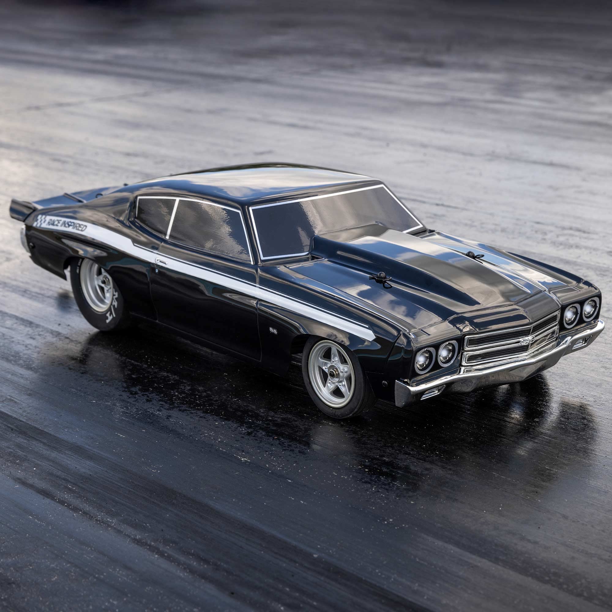 Losi RC Car 1/16 1970 Chevelle 2 Wheel Drive Mini No Prep Drag Car RTR Includes Everything Needed no Other purchases Required Black LOS01023T2