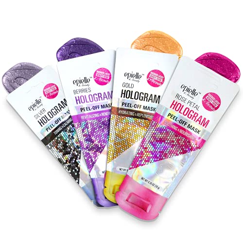 Epielle Hologram Peel Off Face Masks, Glitter Peel Off Mask, Toning & Calming, 8 variety packs (Single-Use Testers)