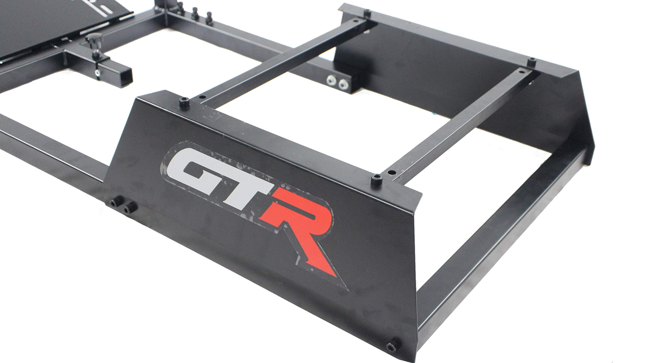 GTR Simulator GTA-F Model Black Frame Triple | Single Monitor Stand with Black Red Adjustable Leatherette Seat Racing Driving Gaming Simulator Cockpit Chair