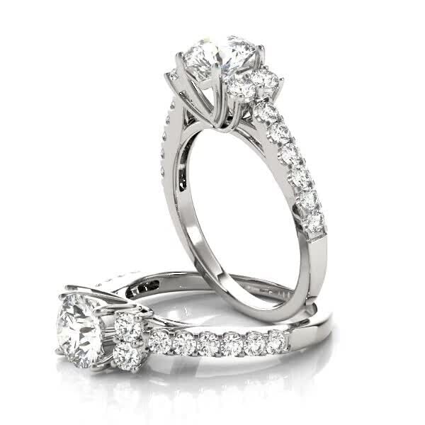 1.45 Carat Round Shape Simulated Sparkling White Diamond Prong Set Wedding Engagement Rig in 14K White Gold Plated 925 Sterling Silver Gift for Womens Ring Size-8