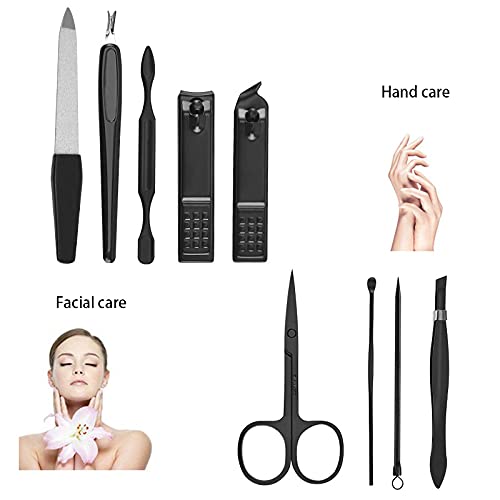 24&9 PCS Premium Nail Clipper Set,QIYAGE Nail Clippers(Black), Nail Care Tools with Luxurious Portable Travel Case,Professional Grooming Gift Kit, Pedicure Kit, Stainless Steel Facial, Cuticle