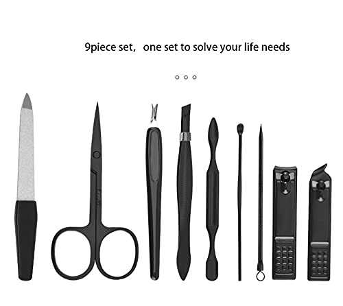 24&9 PCS Premium Nail Clipper Set,QIYAGE Nail Clippers(Black), Nail Care Tools with Luxurious Portable Travel Case,Professional Grooming Gift Kit, Pedicure Kit, Stainless Steel Facial, Cuticle