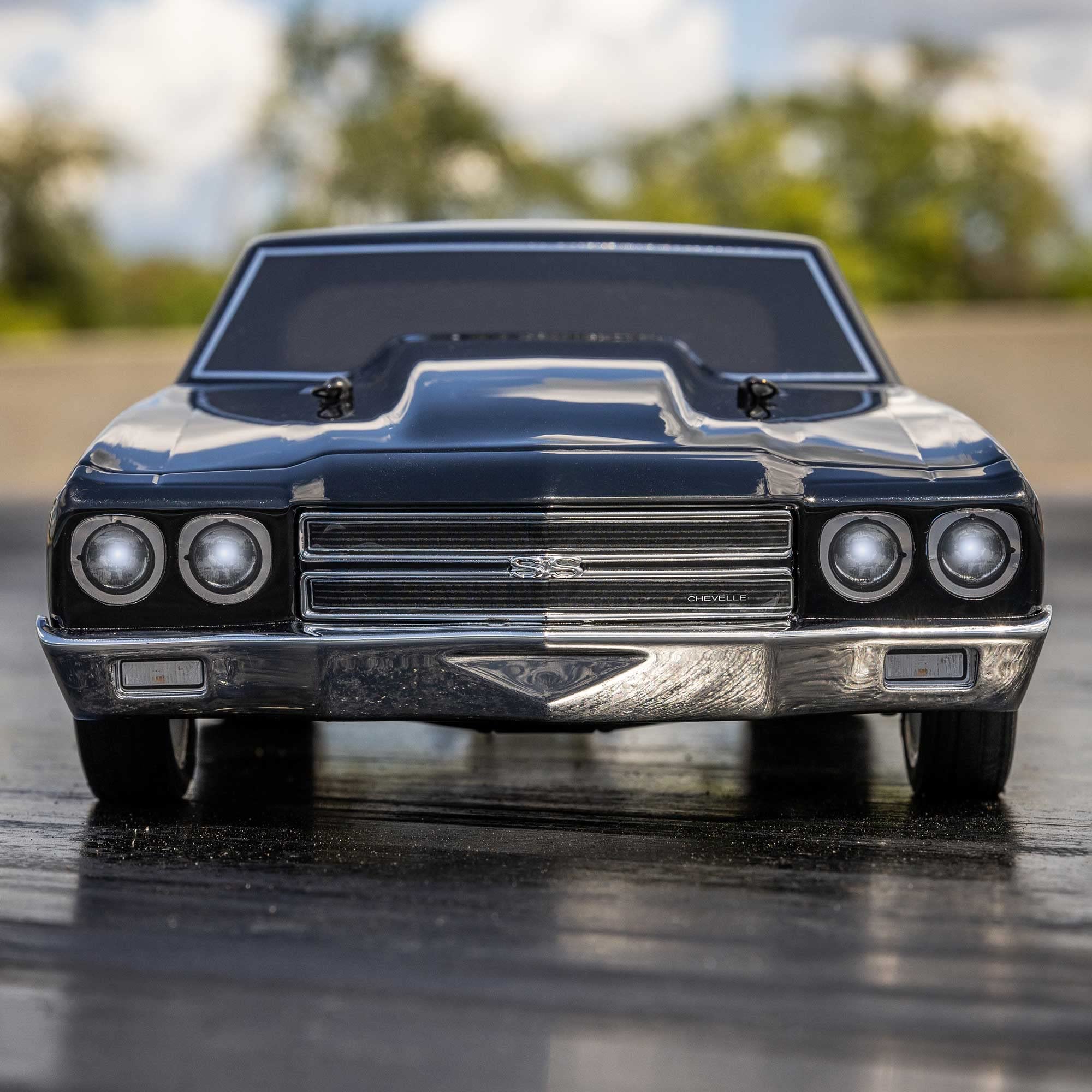 Losi RC Car 1/16 1970 Chevelle 2 Wheel Drive Mini No Prep Drag Car RTR Includes Everything Needed no Other purchases Required Black LOS01023T2