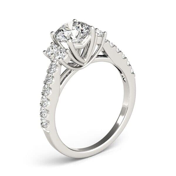 1.45 Carat Round Shape Simulated Sparkling White Diamond Prong Set Wedding Engagement Rig in 14K White Gold Plated 925 Sterling Silver Gift for Womens Ring Size-8