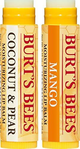 Burt's Bees 100% Natural Moisturizing Lip Balm, Coconut & Pear and Mango with Beeswax & Fruit Extracts - 2 Tubes, 2 Fl OZ