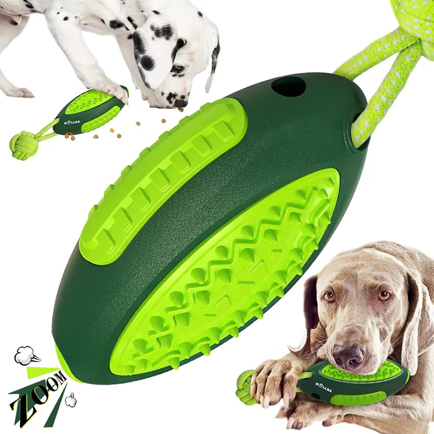 Squeaky Dog Toys Puppy Squeak Toy Interactive Doggy Treat Dispenser Food Dispensing Ball Fetch Catch Rugby Puzzle Teething Toys Ball IQ Training Chew Toys for Small and Medium Dogs
