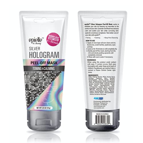 Epielle Hologram Peel Off Face Masks, Glitter Peel Off Mask, Toning & Calming, 8 variety packs (Single-Use Testers)