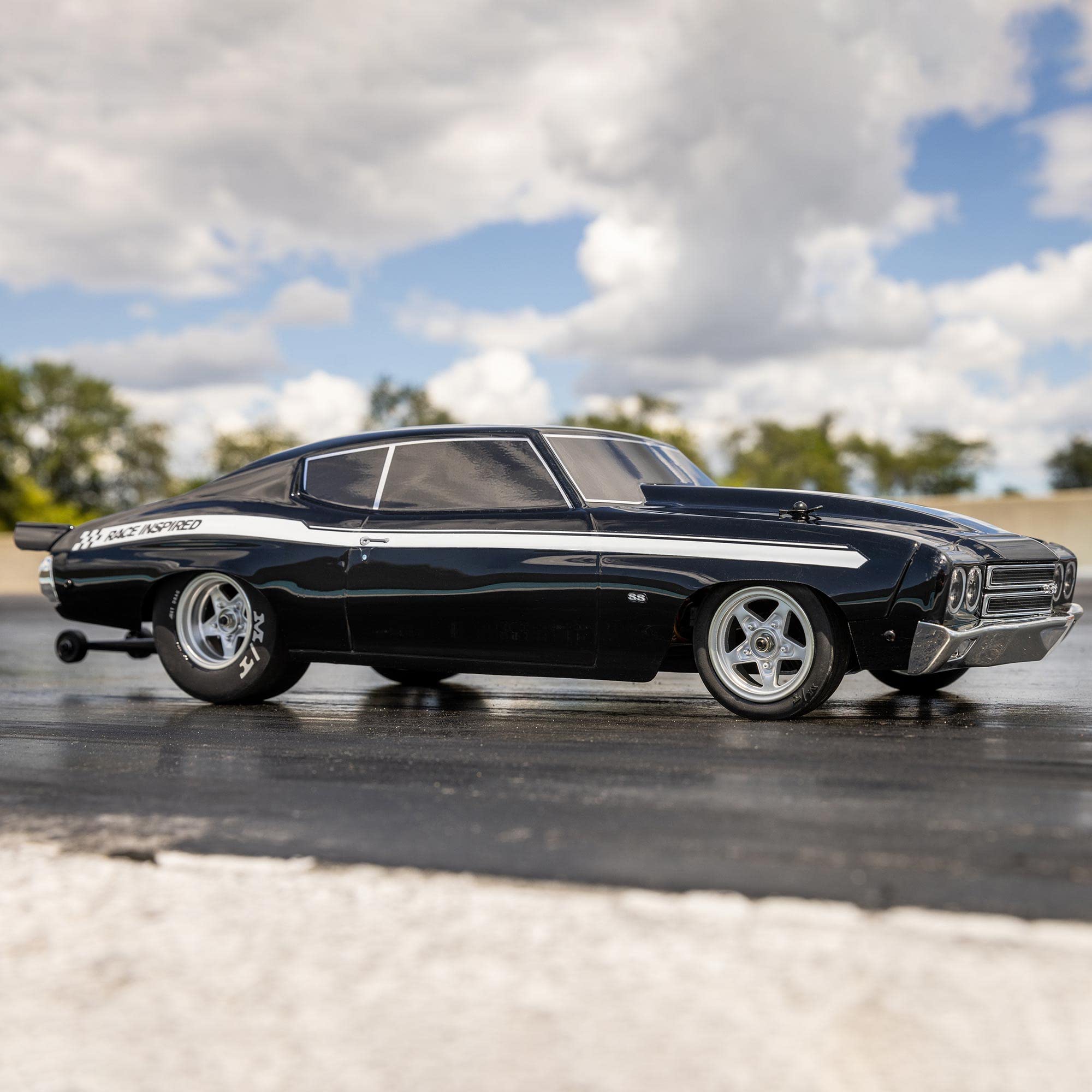 Losi RC Car 1/16 1970 Chevelle 2 Wheel Drive Mini No Prep Drag Car RTR Includes Everything Needed no Other purchases Required Black LOS01023T2