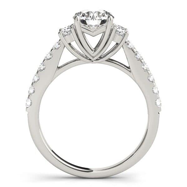 1.45 Carat Round Shape Simulated Sparkling White Diamond Prong Set Wedding Engagement Rig in 14K White Gold Plated 925 Sterling Silver Gift for Womens Ring Size-8