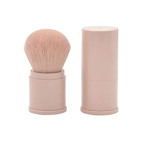 RN BEAUTY Retractable Powder Brushes Foundation Brush Blush Brush Bronzer Brush Face Blender Brush Professional Mineral Blending Buffing Kabuki Makeup Application Portable With Cover - Leather Pink