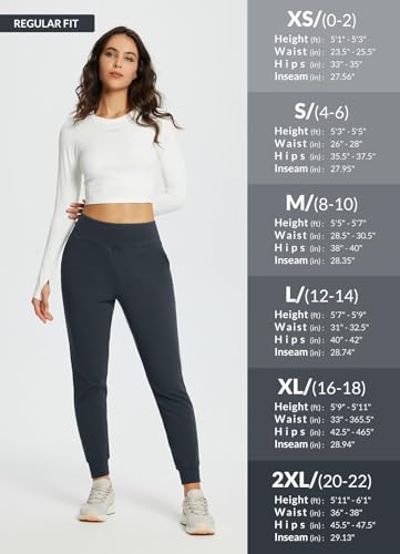 BALEAF Women's Fleece Lined Joggers Waterproof Thermal Hiking Pants Sweatpants Track Pants Winter Clothes Running Gear Gray M