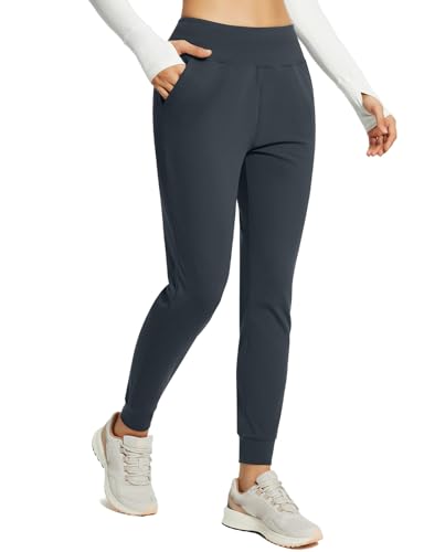 BALEAF Women's Fleece Lined Joggers Waterproof Thermal Hiking Pants Sweatpants Track Pants Winter Clothes Running Gear Gray M