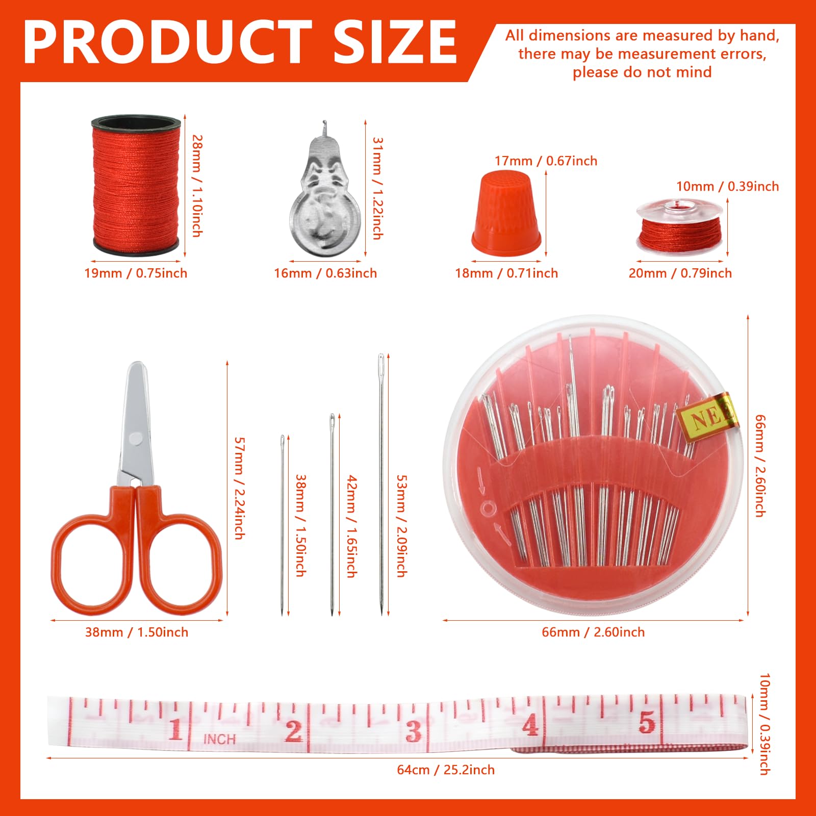 Renashed Sewing Kit with 100 Basic Sewing Accessories, 64 Spools of Thread Mini Sewing kit for Beginners,Traveller, Emergency, Whole Family to Mend and Repair