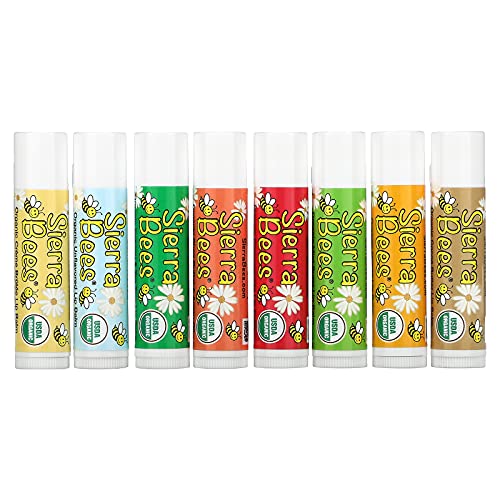Organic Lip Balms Combo Pack, 8 Pack, 0.15 oz (4.25 g) Each, Sierra Bees