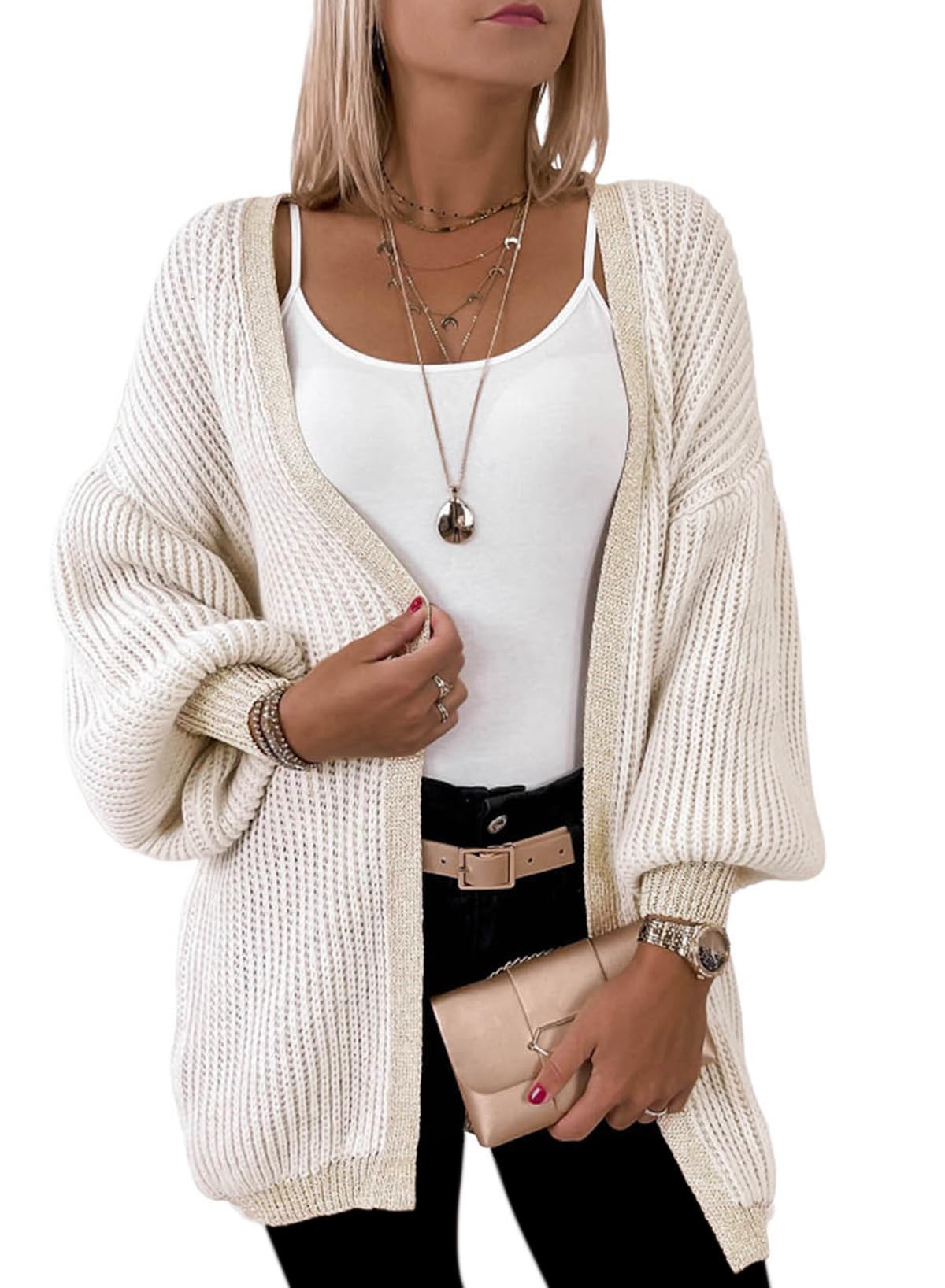 Dokotoo Lightweight Fall Cardigan for Women Womens Fall Fashion 2023 Clothes Oversized Long Sleeve Chunky Women's Cardigans Crochet Knit Women Cardigan Tops Dressy Folklore Cardigan Light Cardigan