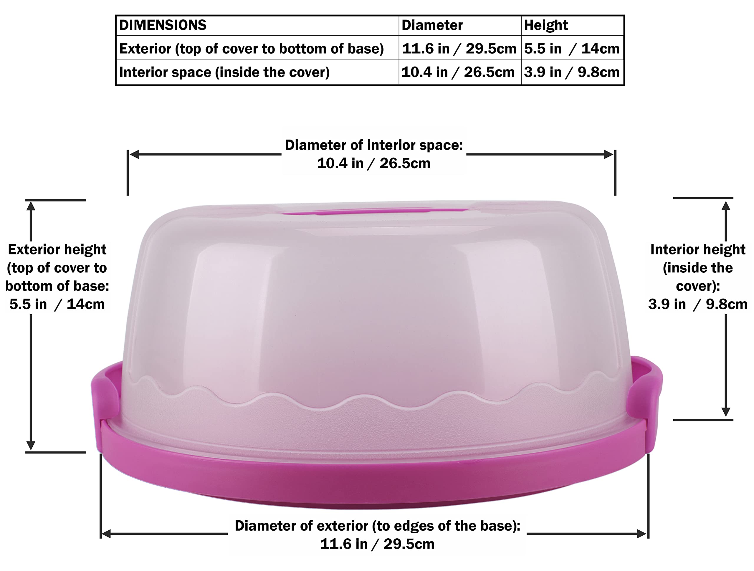 HelloCupcake Portable Cake and Cupcake Carrier / Storage Container - 10.4" Diameter (Inside Cover), Translucent Dome - Perfect for Transporting Cakes, Cupcakes, Pies, or Other Desserts (Purple)