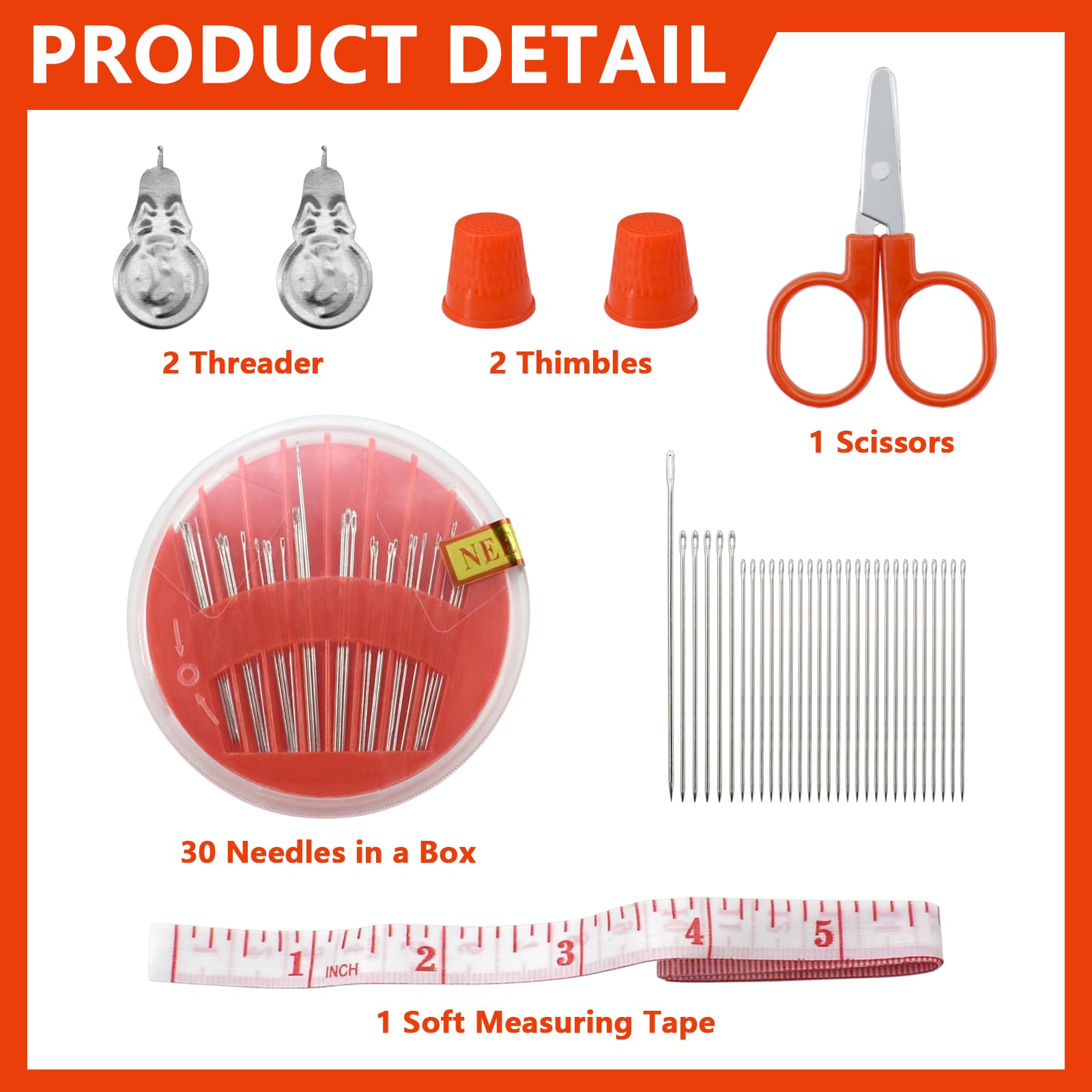 Renashed Sewing Kit with 100 Basic Sewing Accessories, 64 Spools of Thread Mini Sewing kit for Beginners,Traveller, Emergency, Whole Family to Mend and Repair